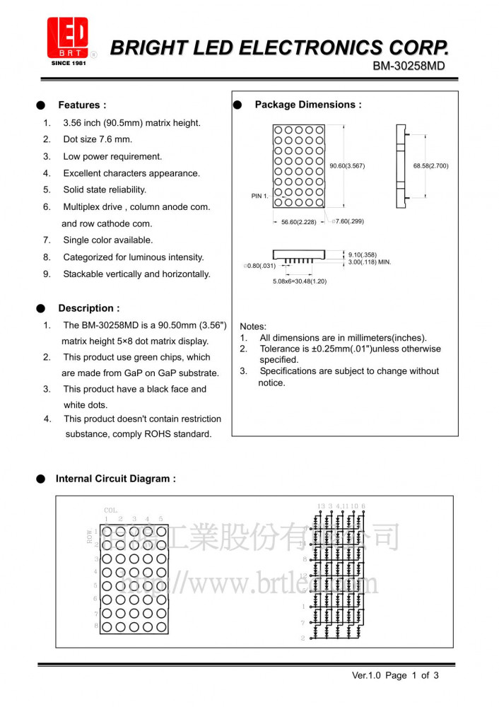 BM-30258MD datasheet page 1