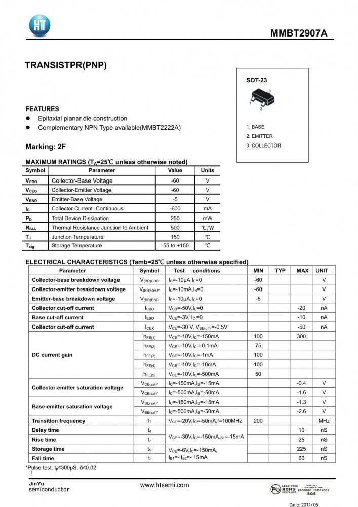 MMBT2907A datasheet page 1