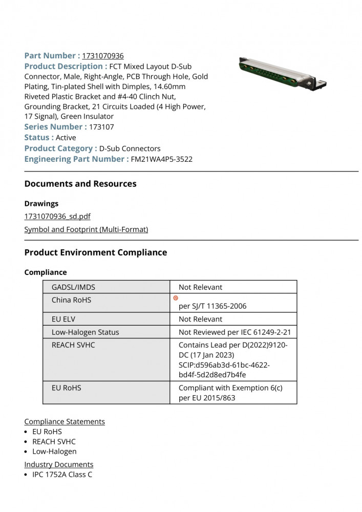MOLEX 1731070936 product drawing page 1