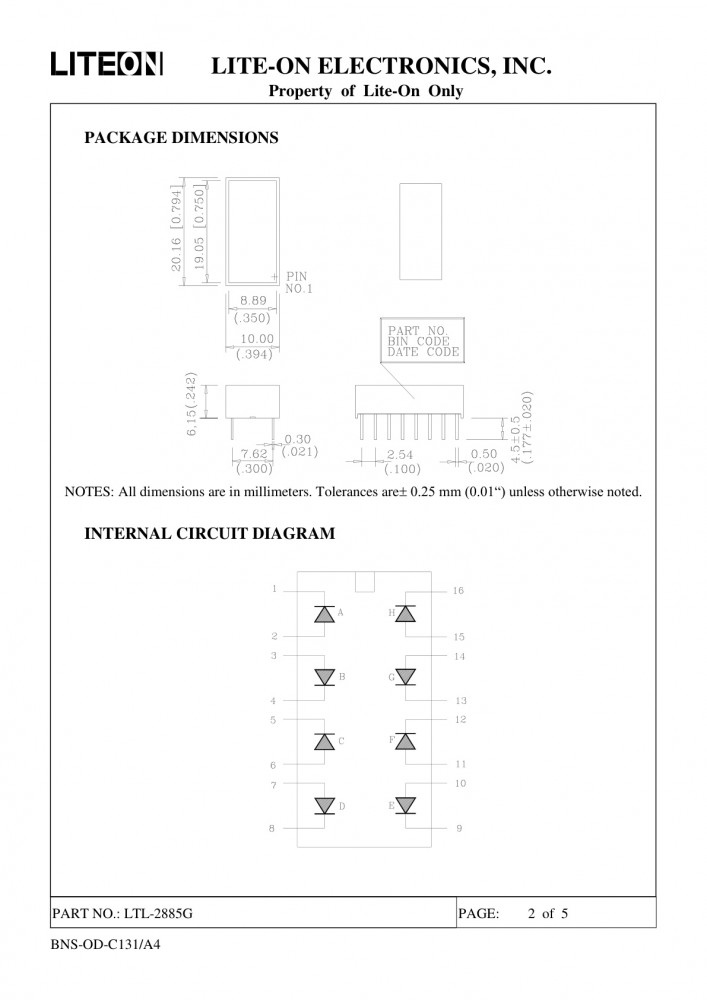 LTL-2885G datasheet page 3