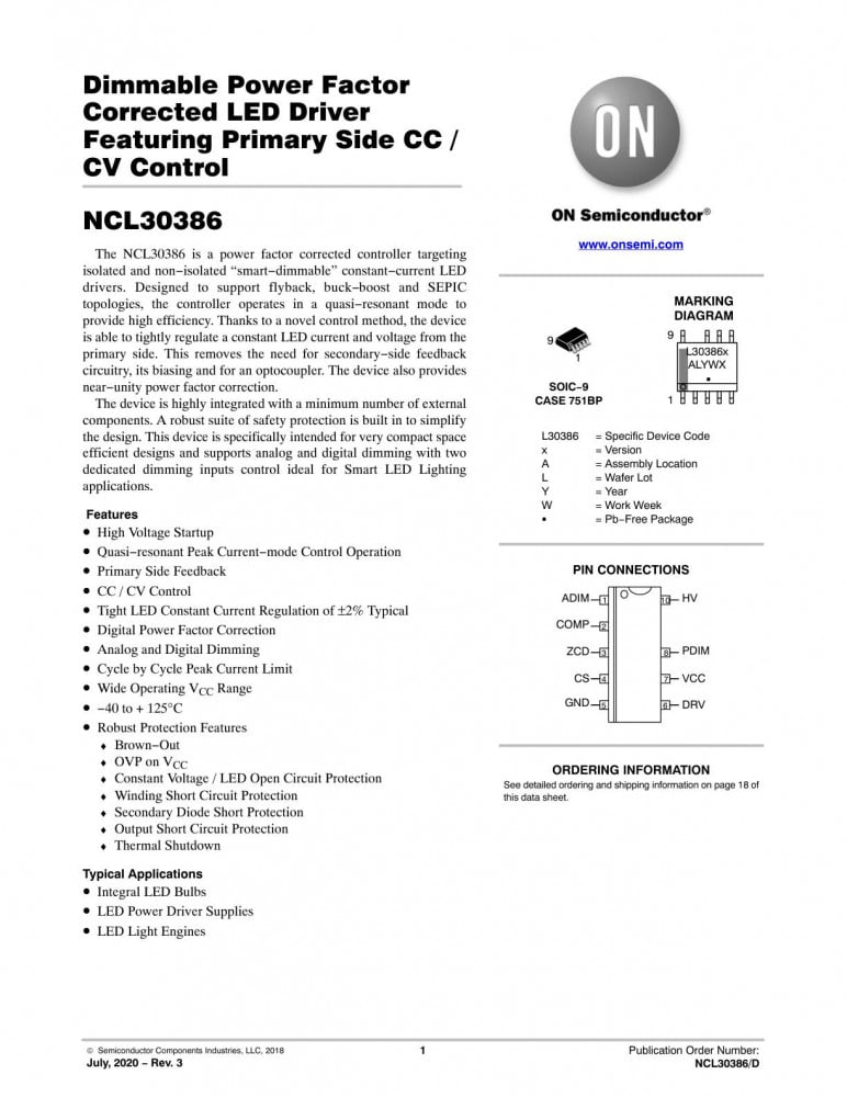 NCL30386 technical document page 1