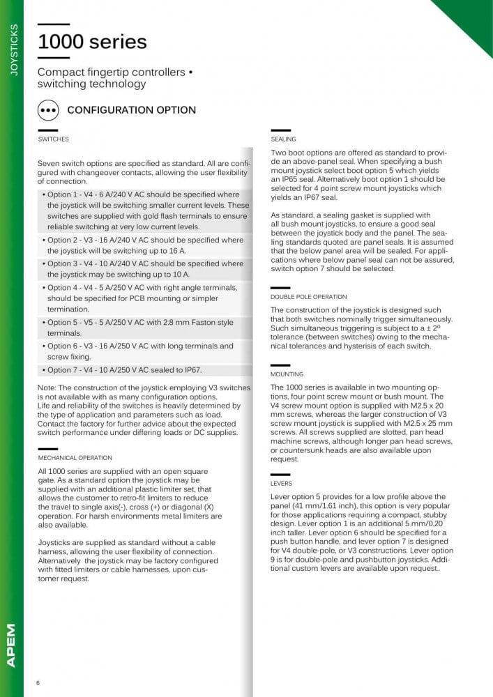 APEM 1000 Series datasheet page 6