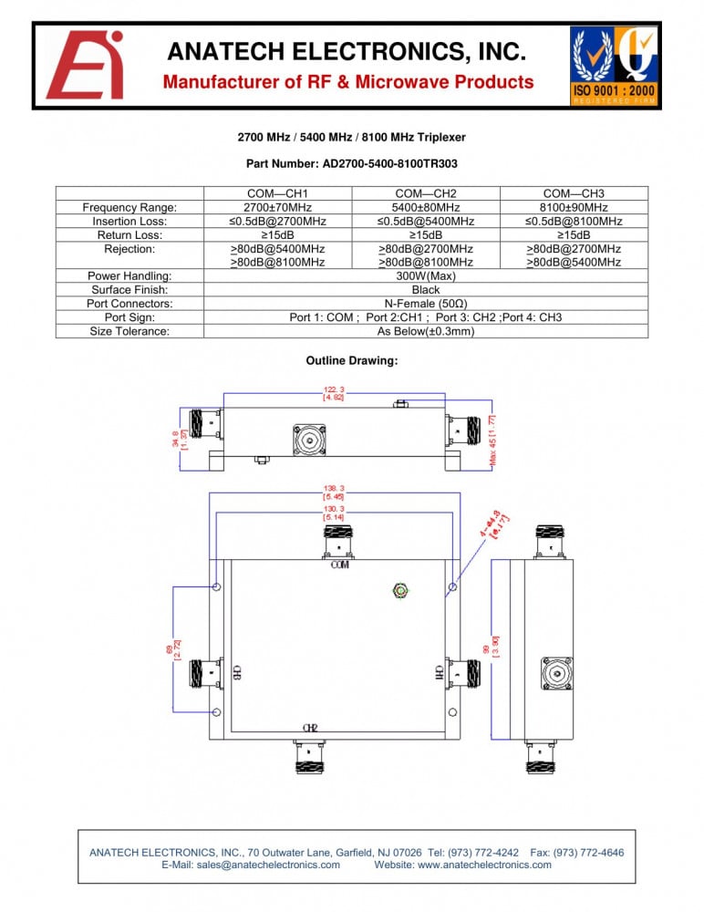 AD2700-5400-8100TR303 technical document and outline drawing