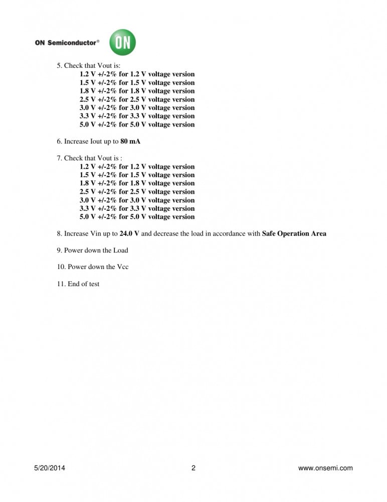NCP716MTTBGEVB output verification procedure page 2