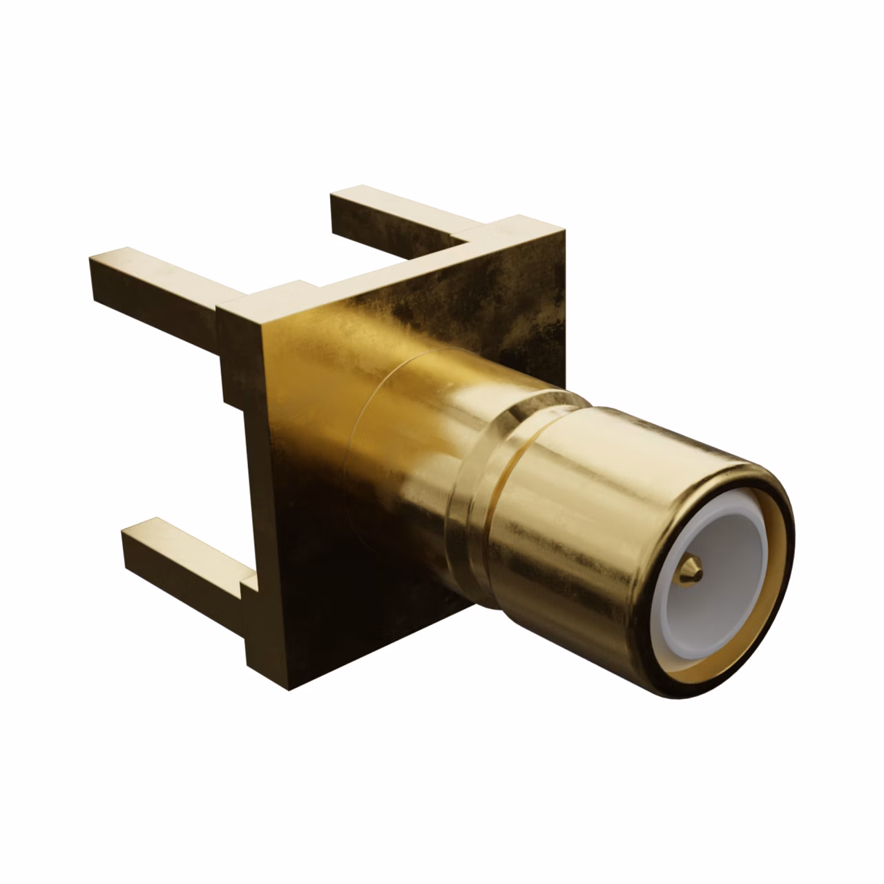 SMB Jack, Straight, PCB Receptacle, Through Hole, Brass Body, Gold (Au) Plated, Tray, 50 Ohms for sale