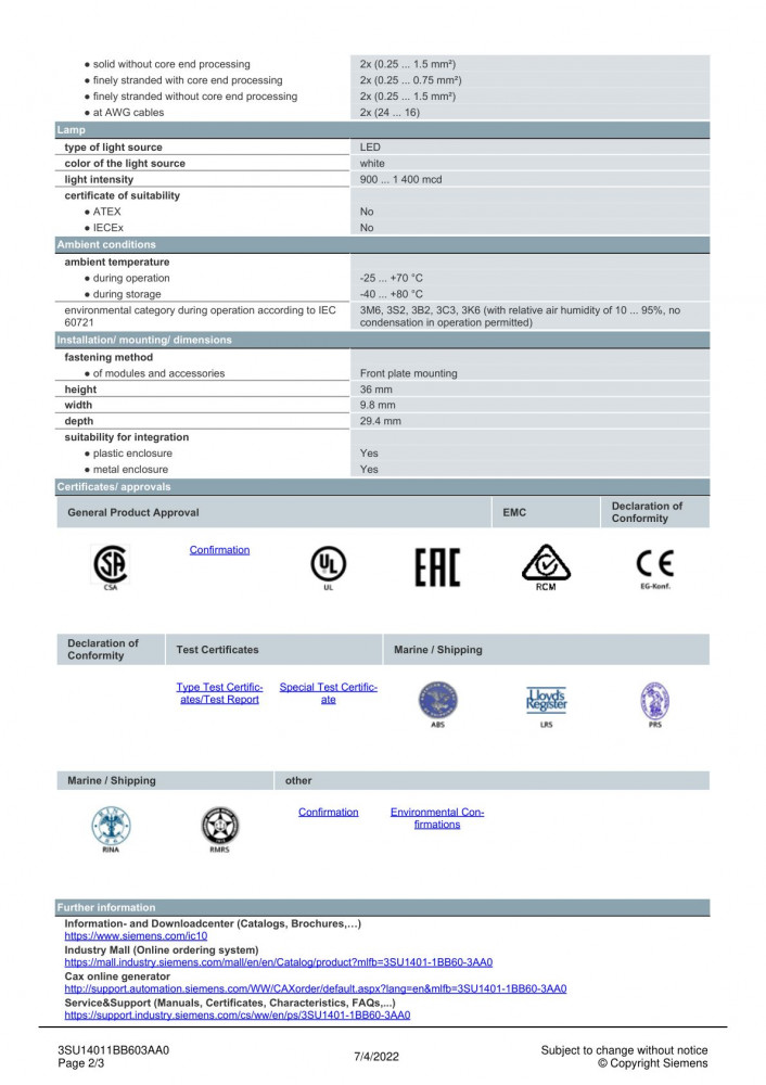Product technical document page 2