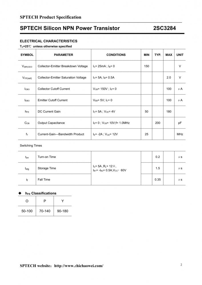2SC3284 SPTECH datasheet page 2