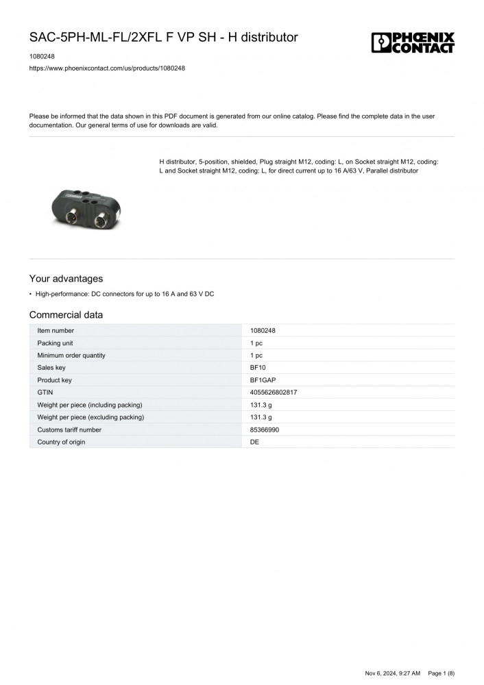 Phoenix Contact 1080248 technical document page 1