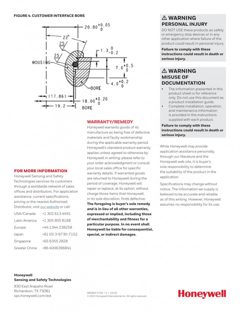 Honeywell SNG-S Series datasheet page 6