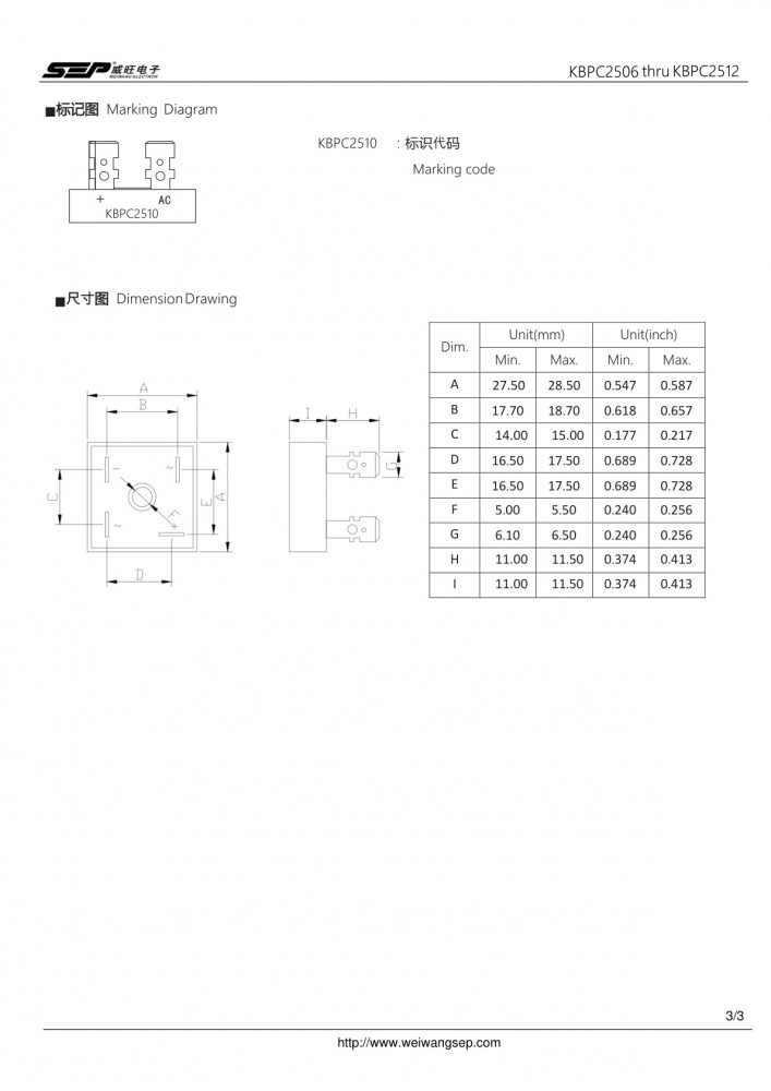 SEP KBPC2510 datasheet page 3