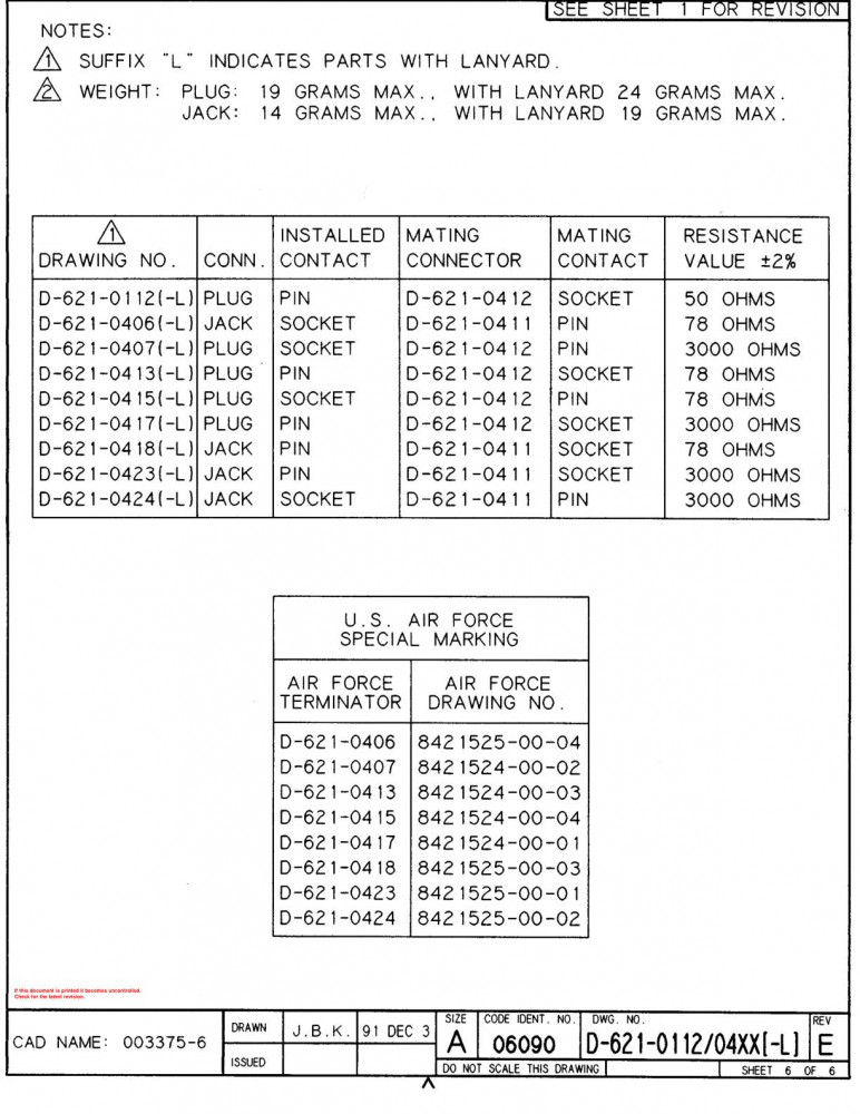 D-621 series technical drawing page 6