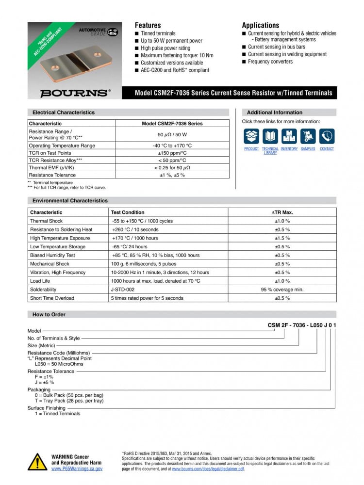 BOURNS CSM2F-7036 datasheet page 1