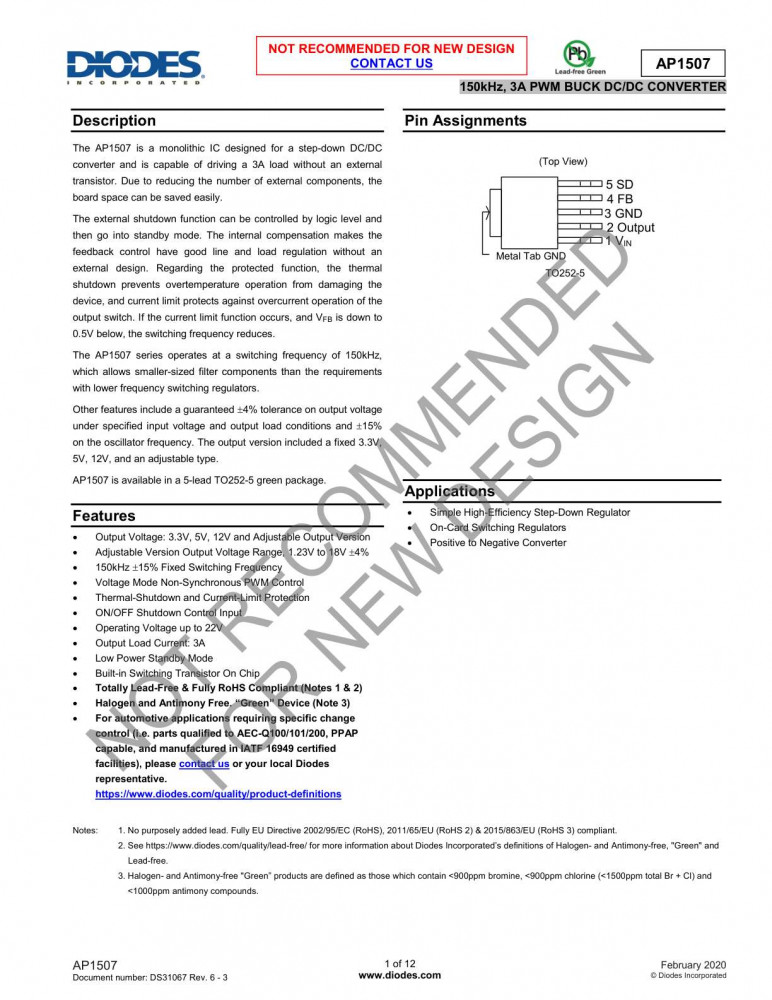 AP1507 datasheet page 1