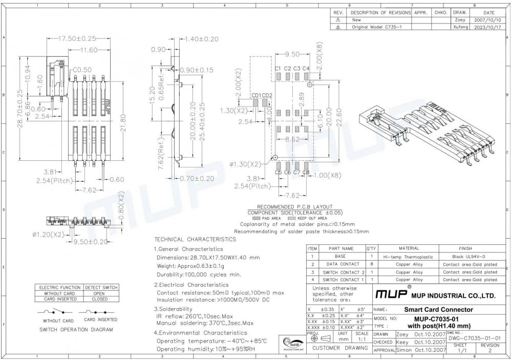 MUP C7035-01 technical drawing page