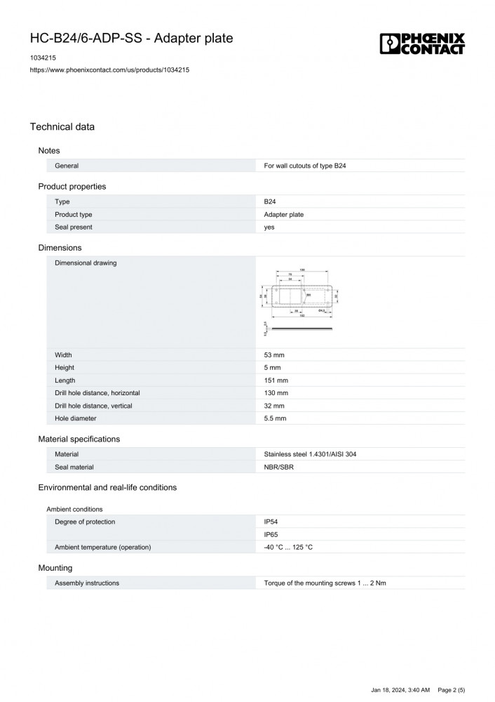 Phoenix Contact 1034215 technical document page 2
