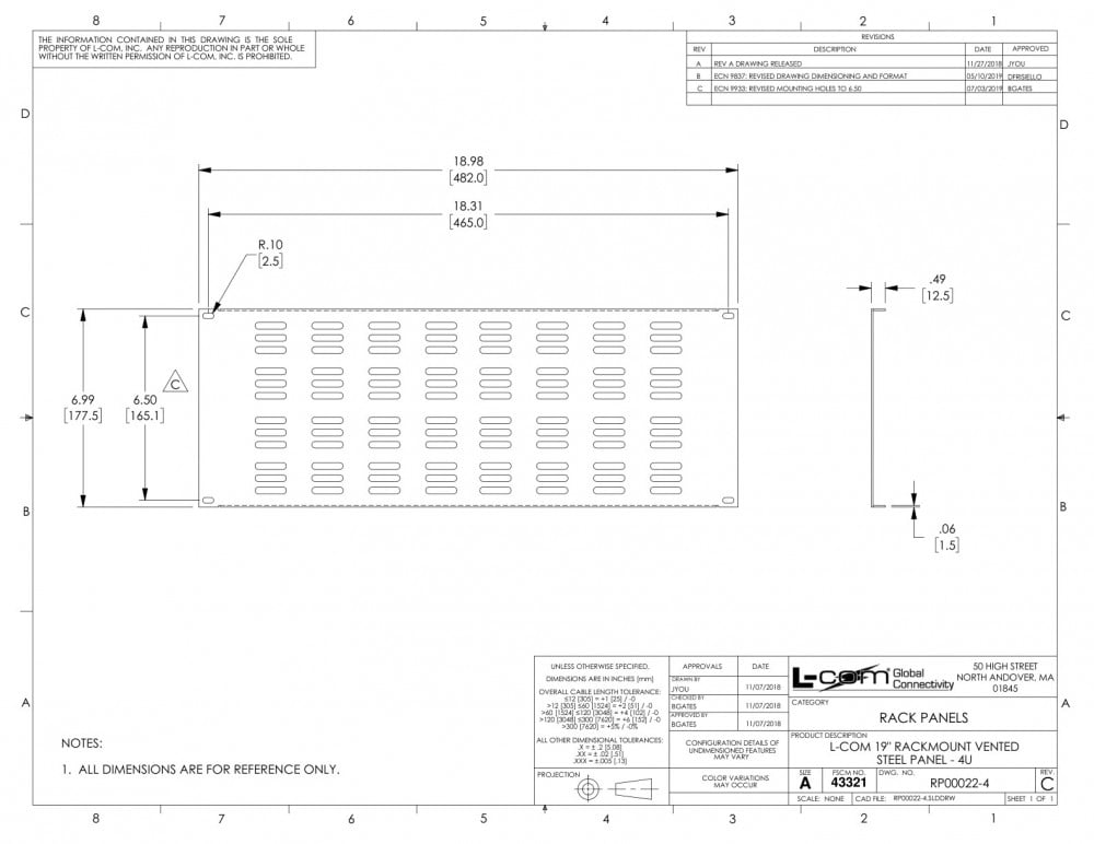 L-com RP00022-4 technical drawing page