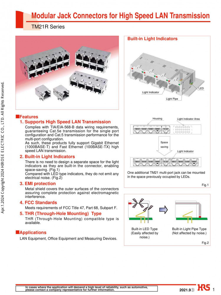 HRS TM21R series document page 1