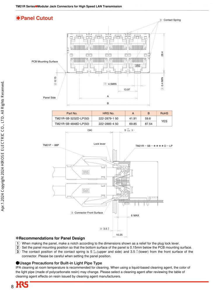 HRS TM21R series document page 8