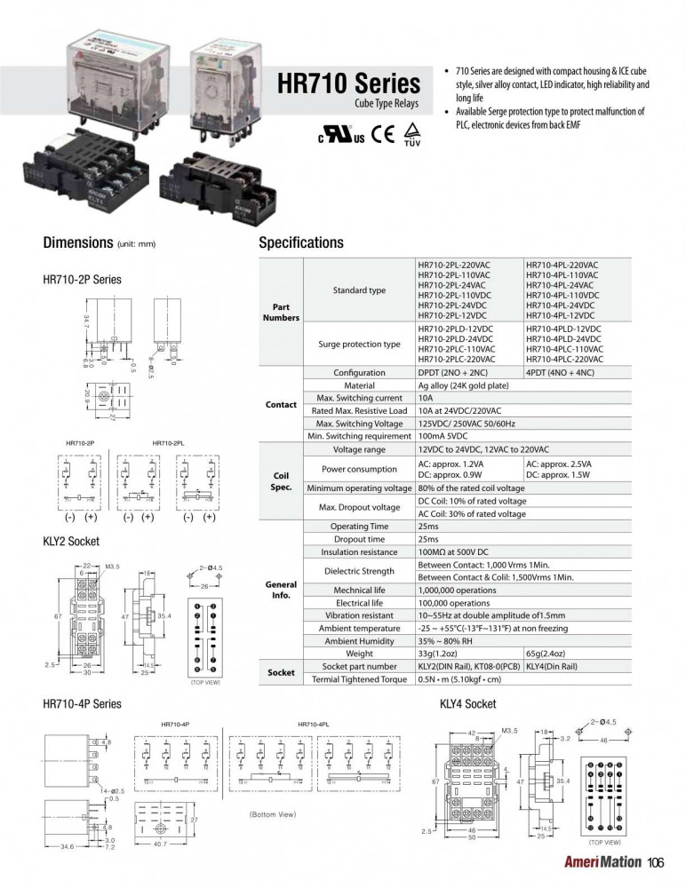 AMERI MATION HR710 Series relay technical document page
