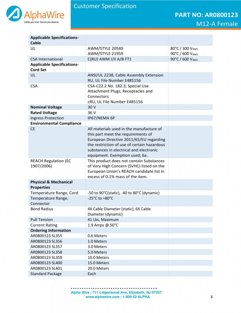 AR0800123 SL358 technical document page 2