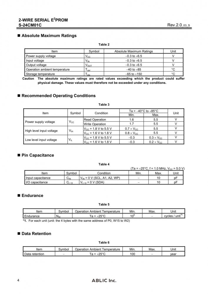 S-24CM01C datasheet page 4