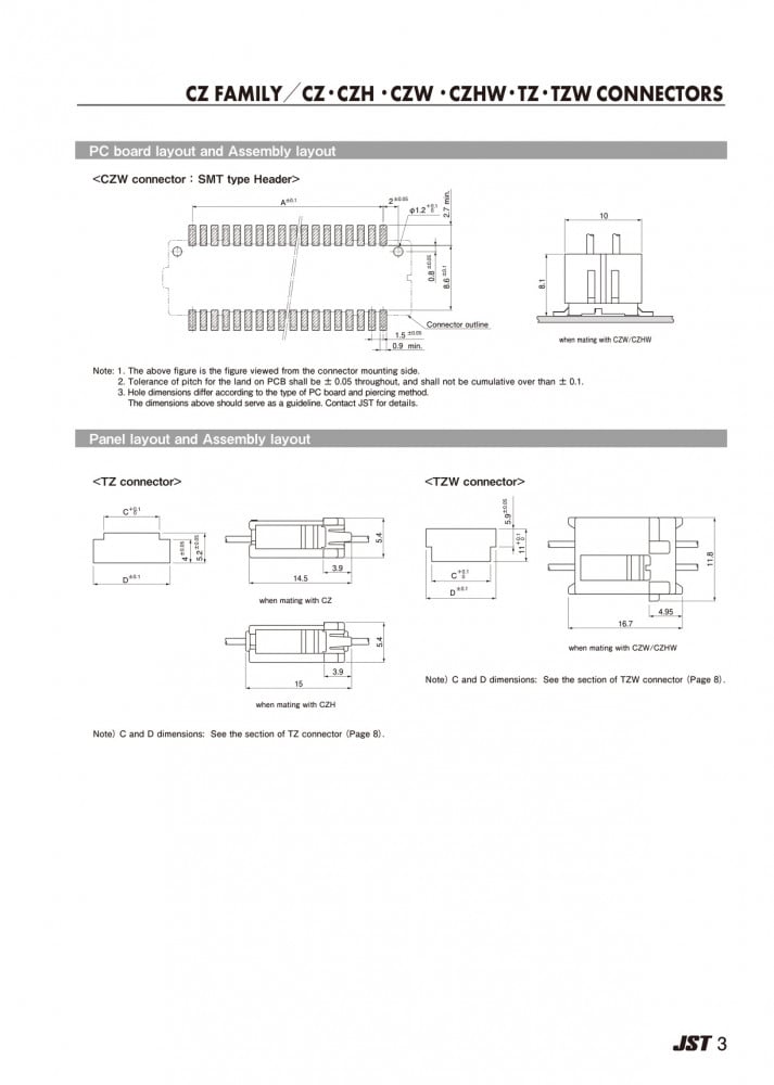 JST CZ series datasheet page 3