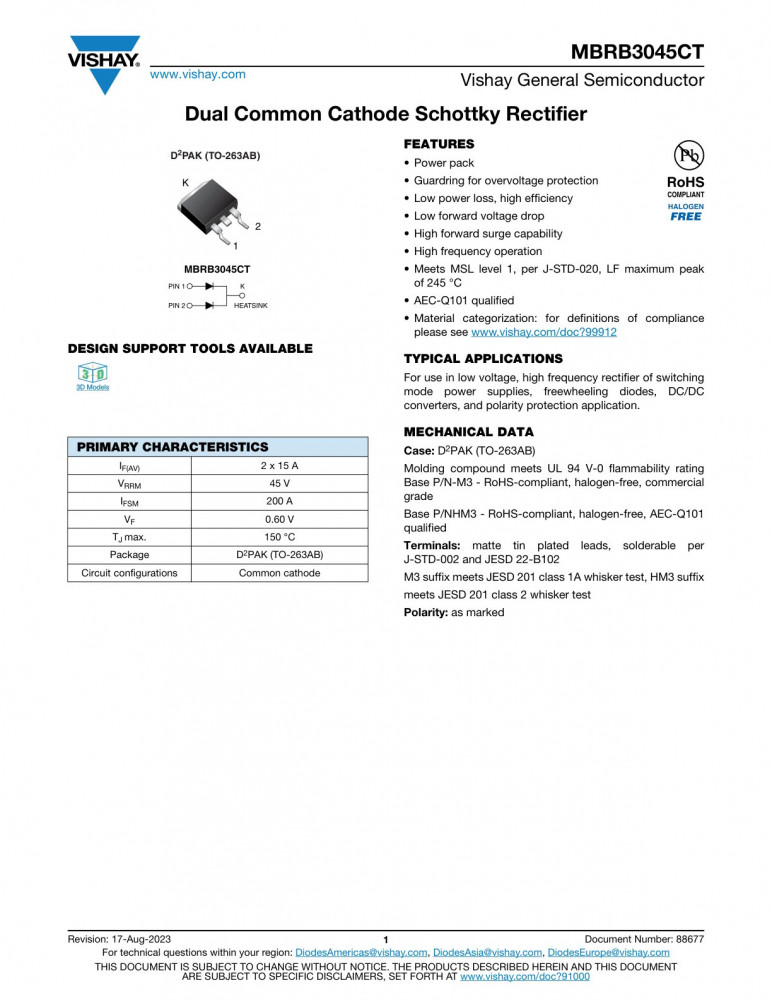 MBRB3045CT datasheet page 1