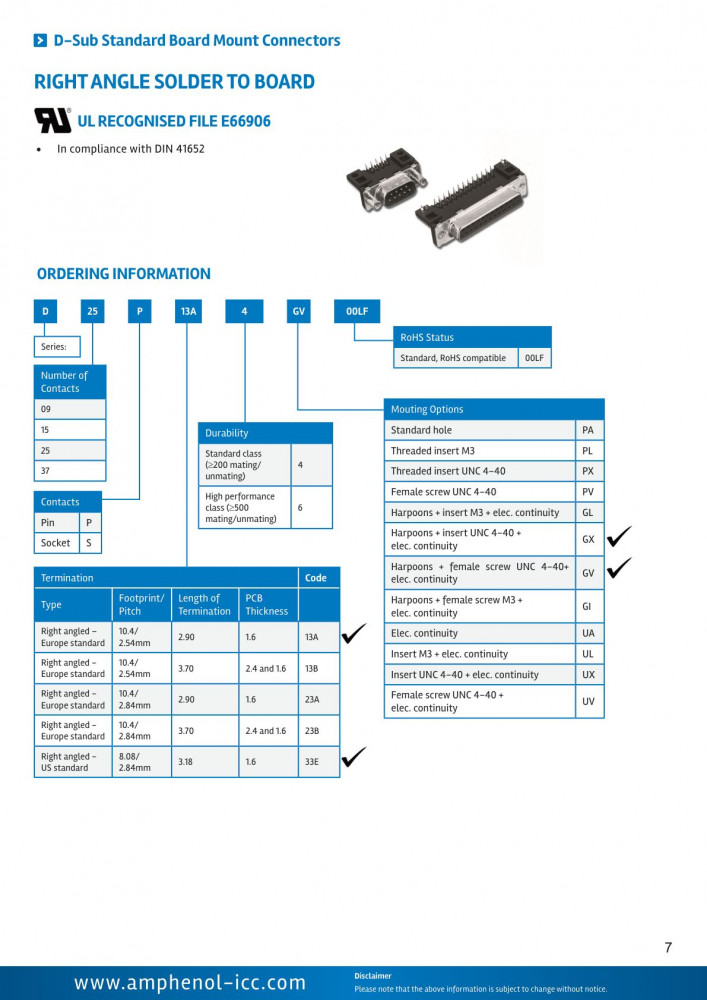 Amphenol D-Sub catalog page 7