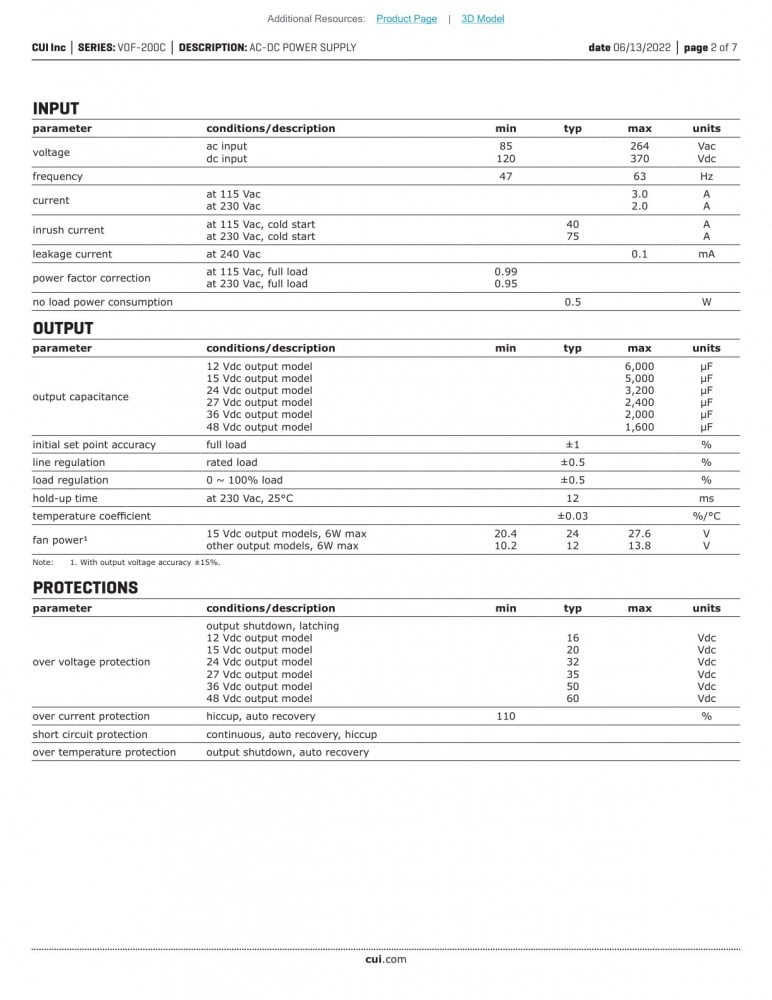 VOF-200C datasheet page 2