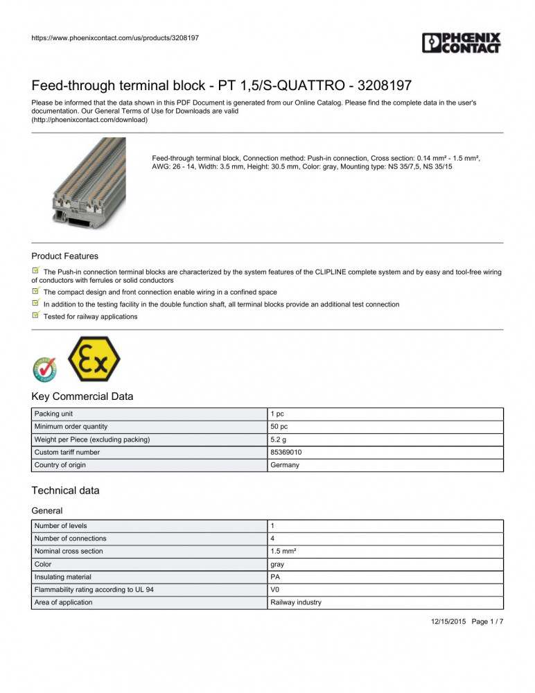 PT 1,5/S-QUATTRO 3208197 technical document page 1