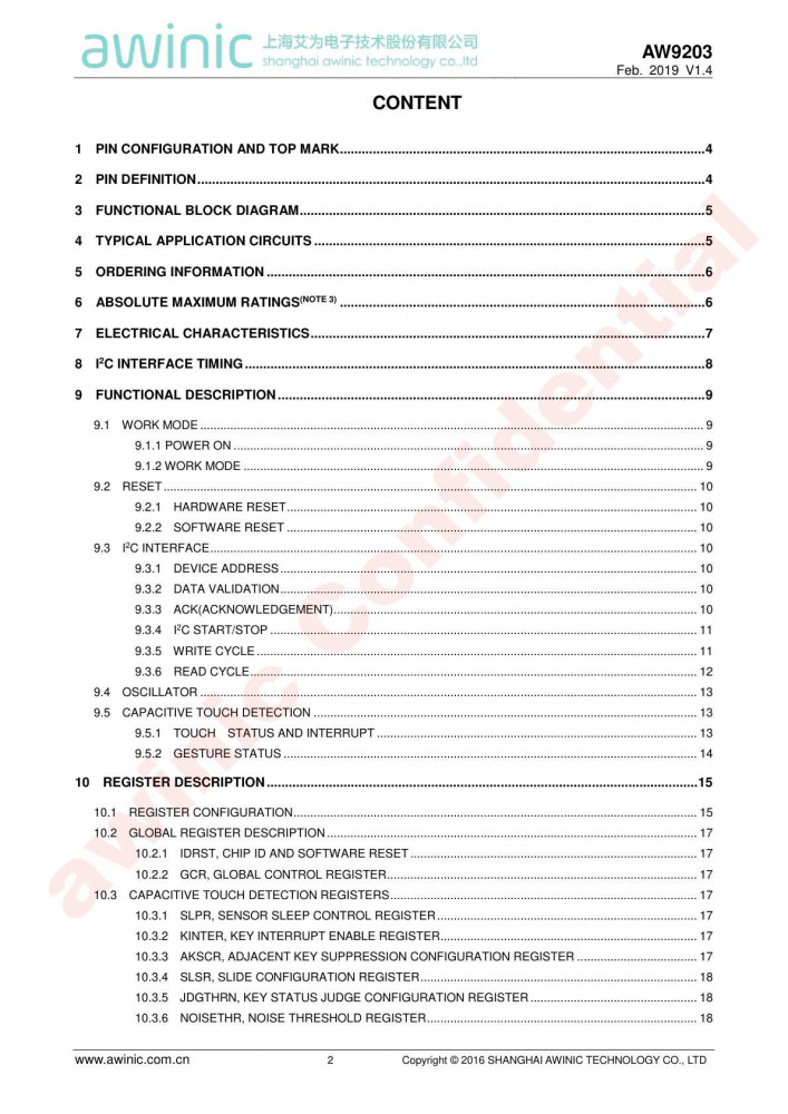 AW9203CSR datasheet page 2
