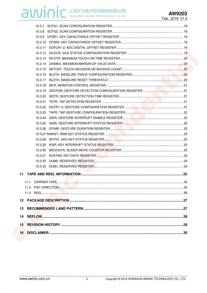 AW9203CSR datasheet page 3