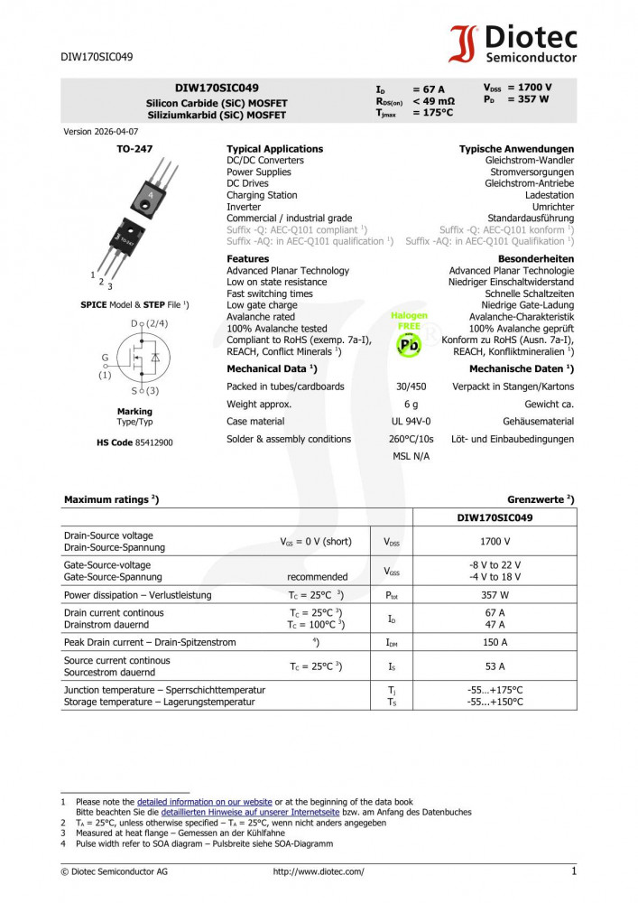 DIW170SIC049 document image, page 1