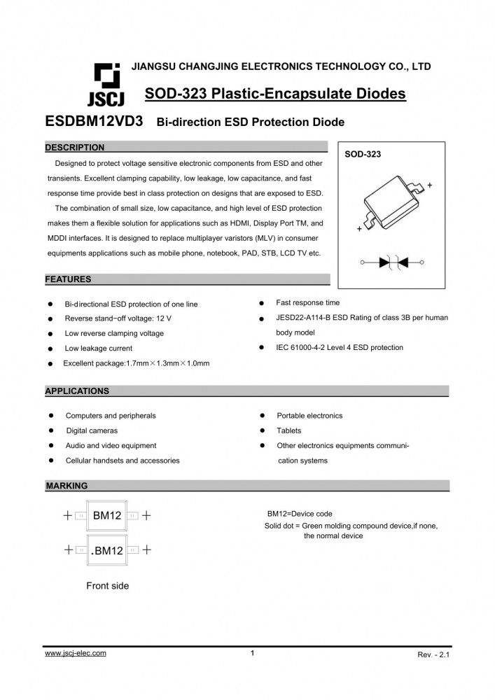 ESDBM12VD3 datasheet page 1