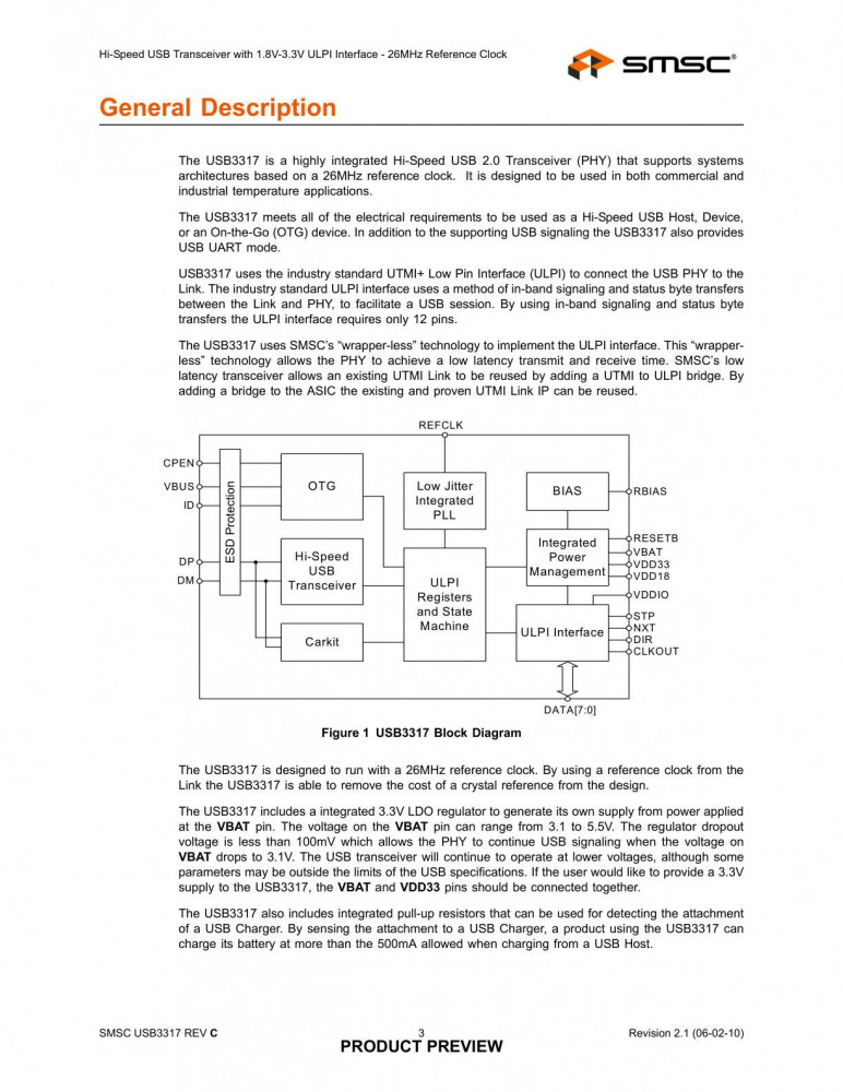 USB3317 product documentation page 3