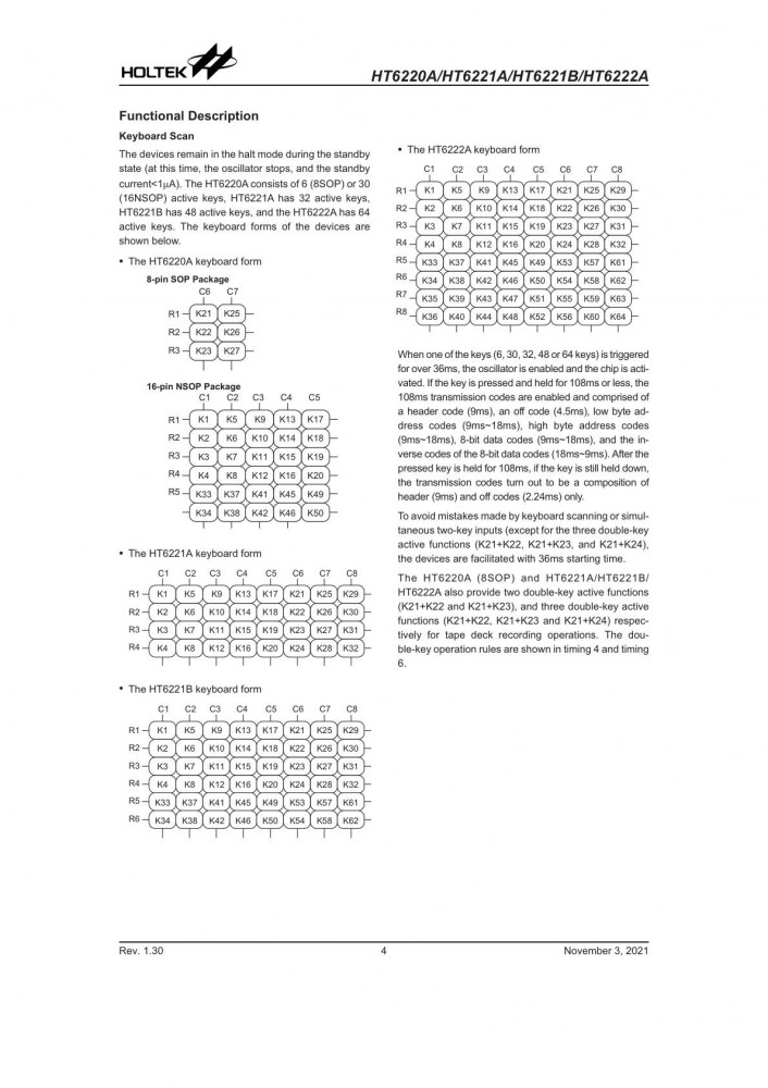 HT6220A datasheet page 4