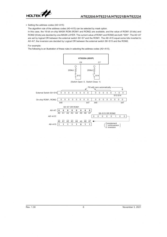 HT6220A datasheet page 6
