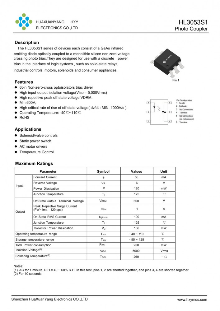 HL3053S1 datasheet page 1