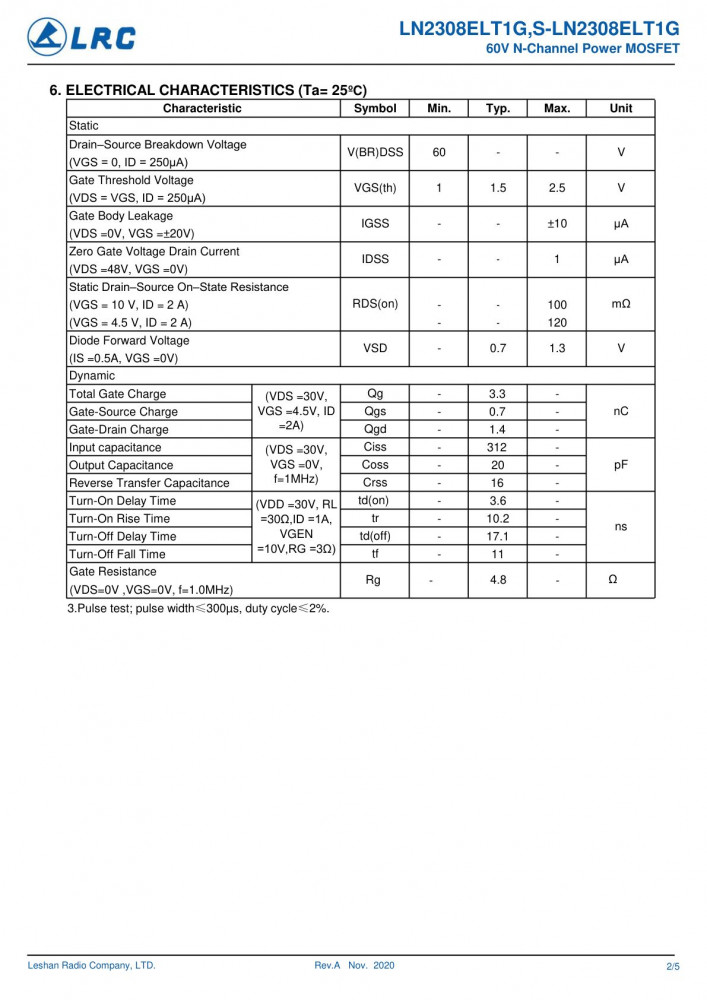 S-LN2308ELT1G datasheet page 2