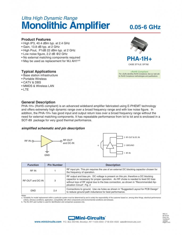 PHA-1H+ datasheet page 2