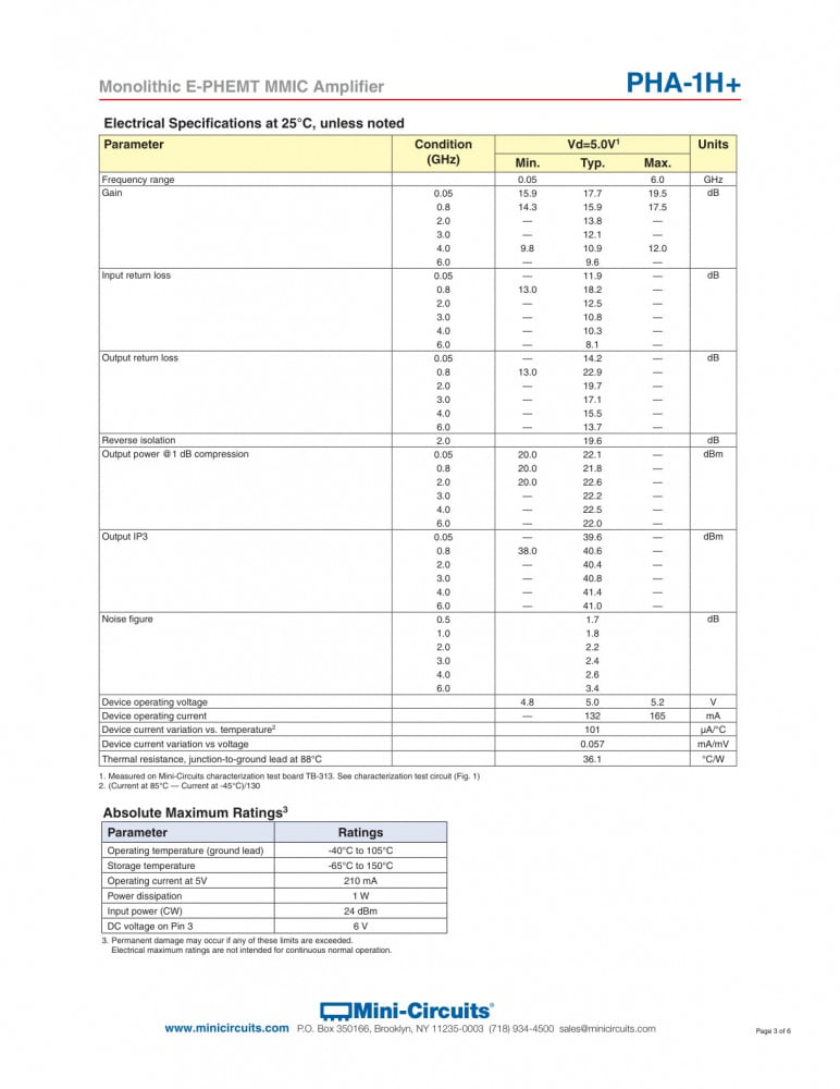 PHA-1H+ datasheet page 3