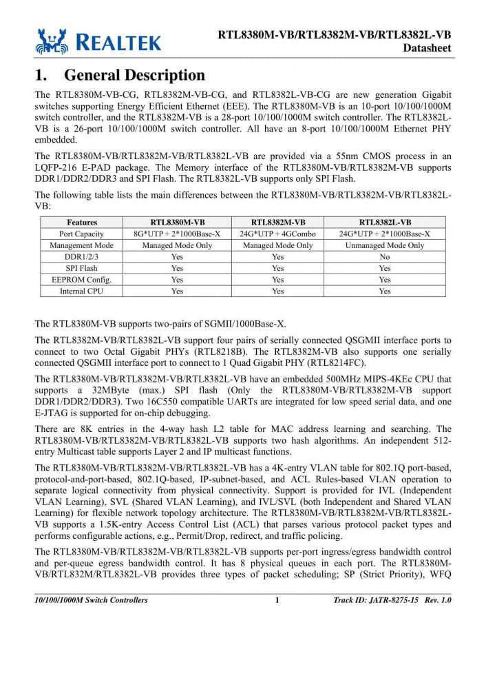 RTL8380M-VB-CG datasheet page 9