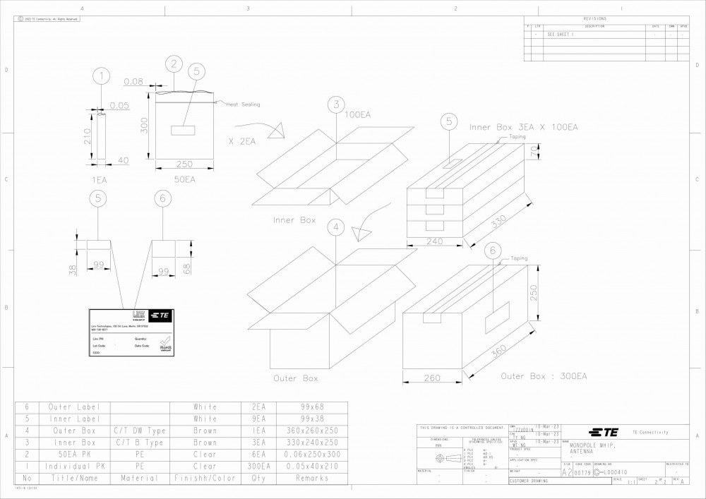 TE Connectivity C-L000410 packaging drawing, page 2