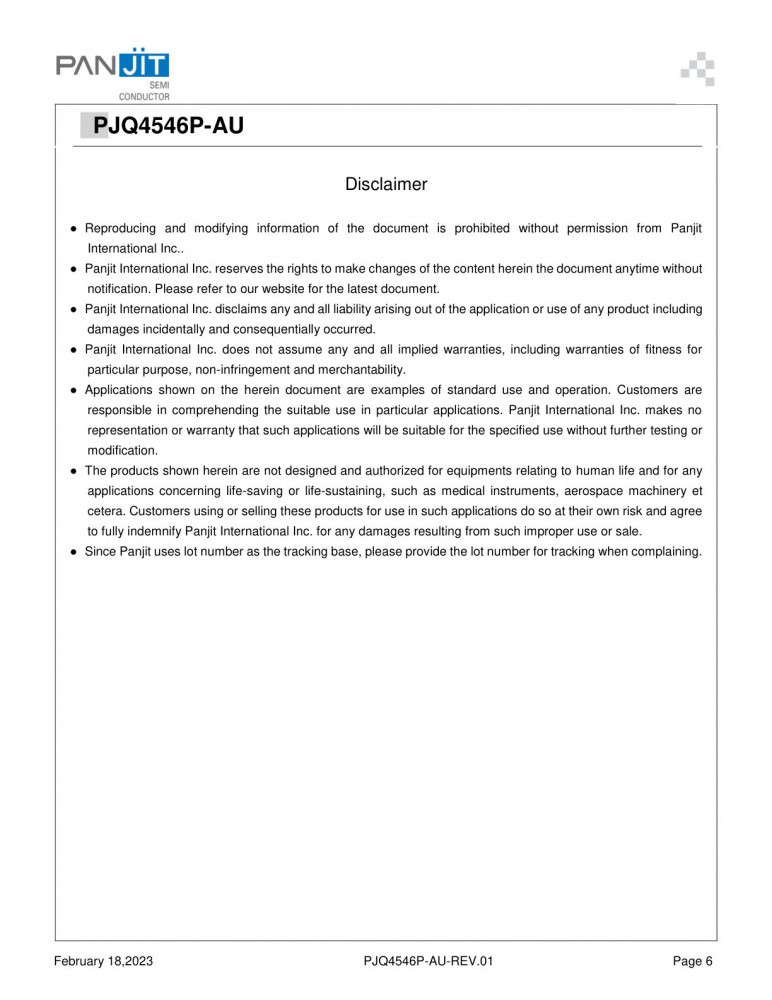 PJQ4546P-AU datasheet page 6