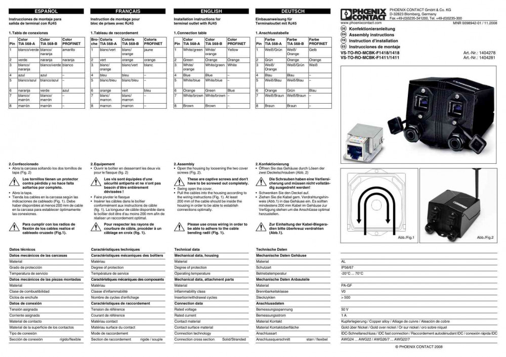 Phoenix Contact 1404281 installation document page 1