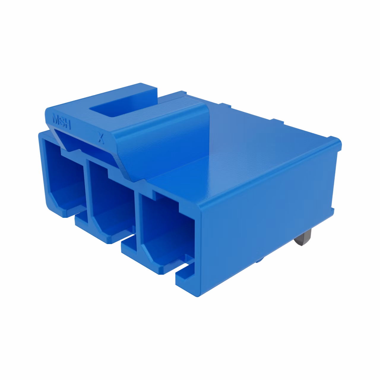 Mega-Fit ColorLock Right-Angle Header, 5.70mm Pitch, Single Row, 3 Circuits, Matte Tin (Sn) Plating, Glow-Wire Capable, Tray, Blue for sale