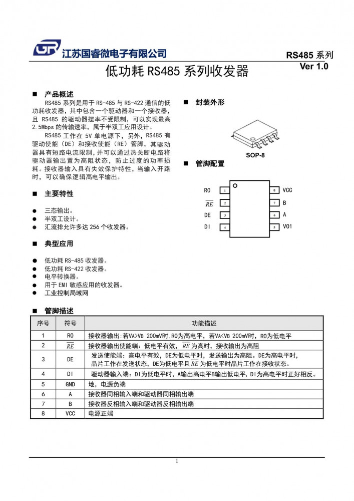 RS485 technical document page 1