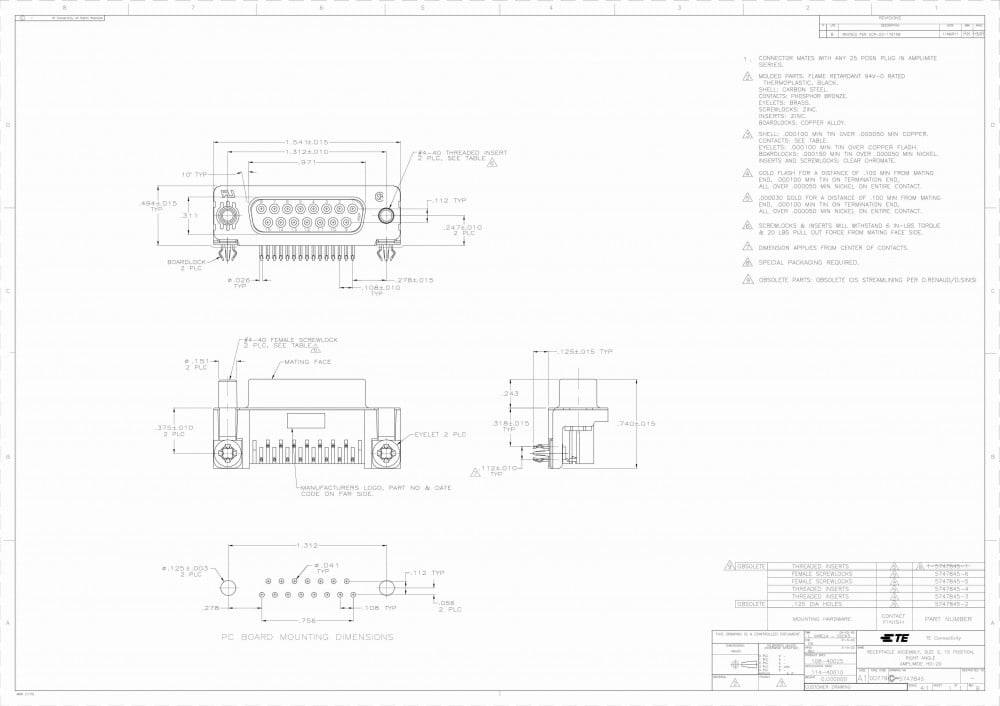 TE Connectivity 5747845-3 controlled drawing preview
