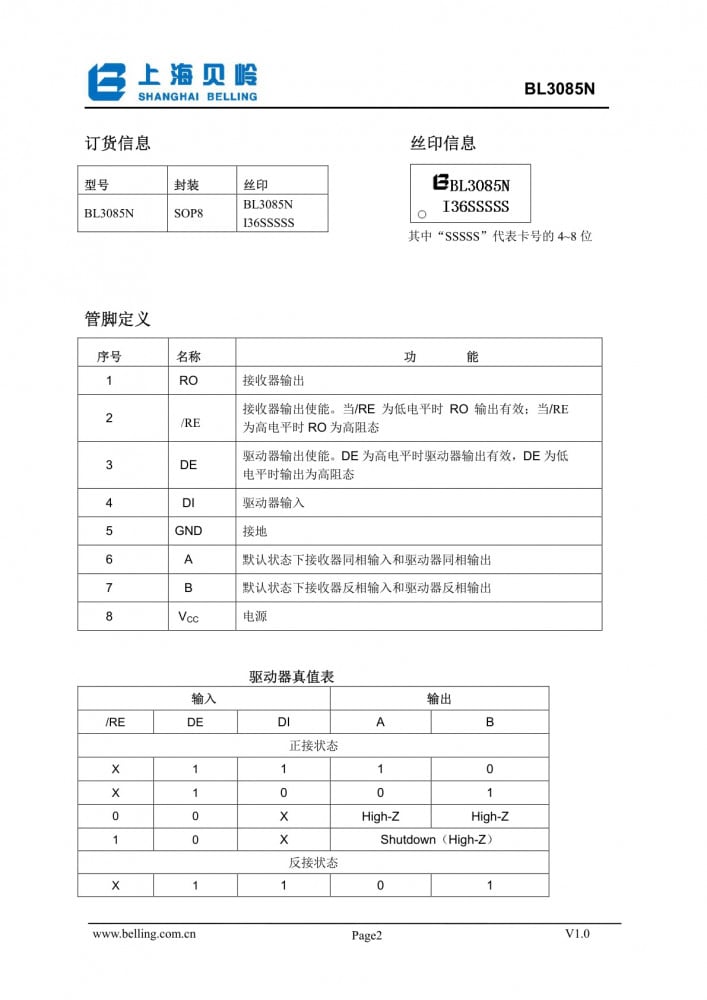 BL3085 datasheet page 2