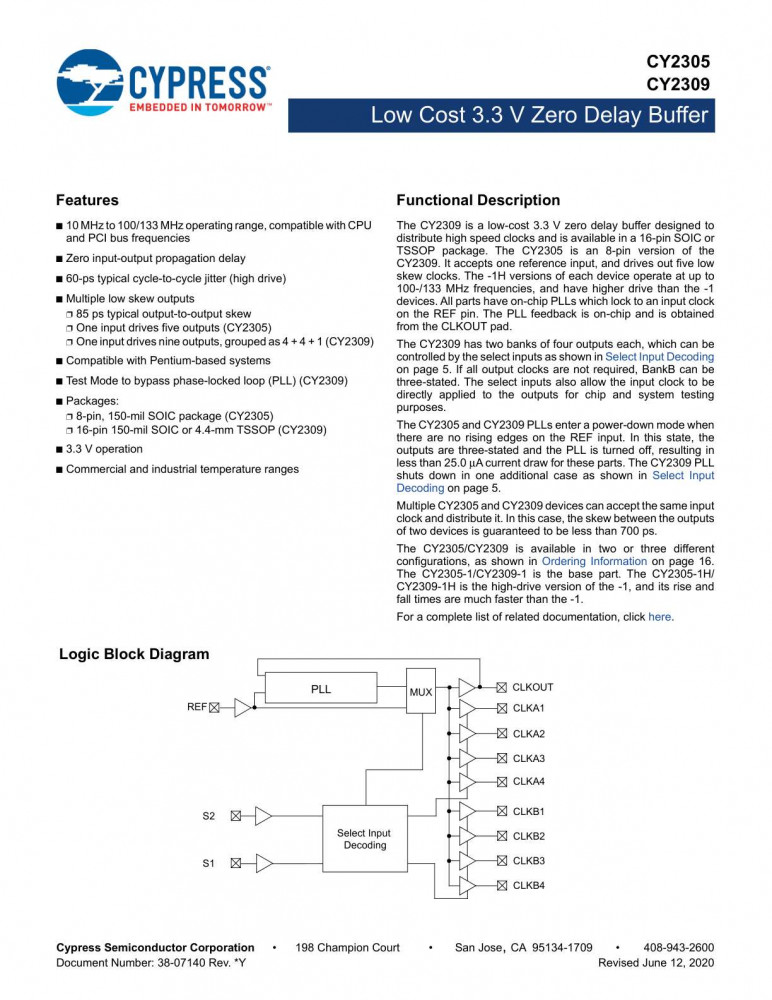 CY2309SXI-1H datasheet page 2